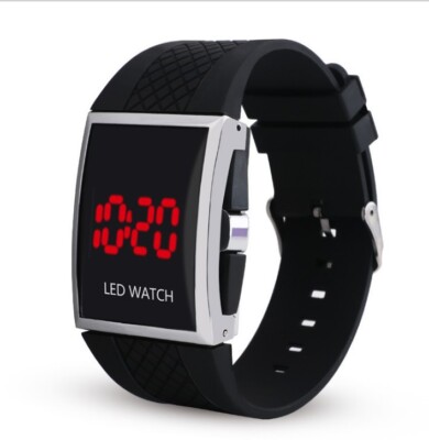Multifunctional Fashion Luxury Digital Mens Red LED Light Sport Wrist ...