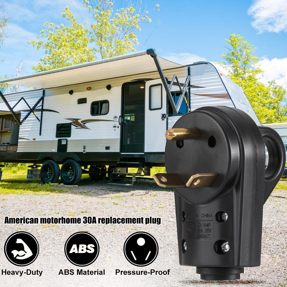 125V 30Amp RV Replacement Male Plug Electrical Cord End Connector for ...