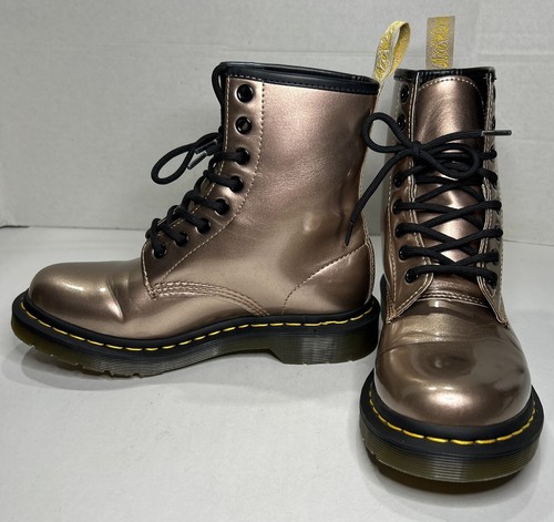 RARE Dr. Martens Doc Martens Rose Gold Boots 24865 JY004 Womens SZ 6 ...