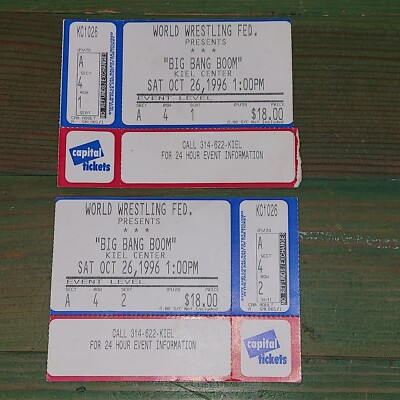 PAIR Original WWF Tickets BIG BANG BOOM October 26, 1996 Kiel Center St ...