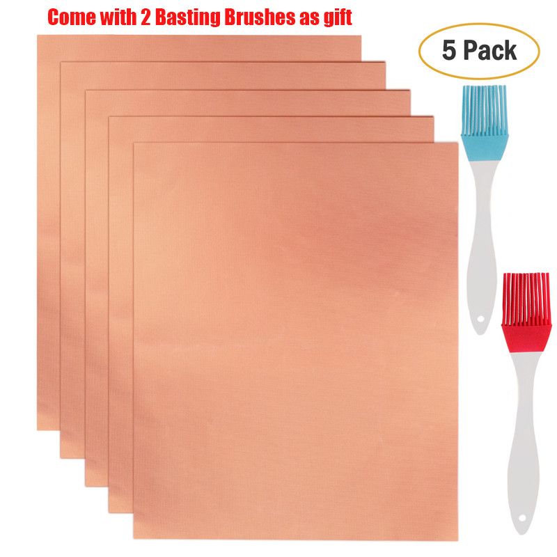 5 BBQ Grill Baking Mats Non Stick Mat Copper Gold Black Bake Cooking ...