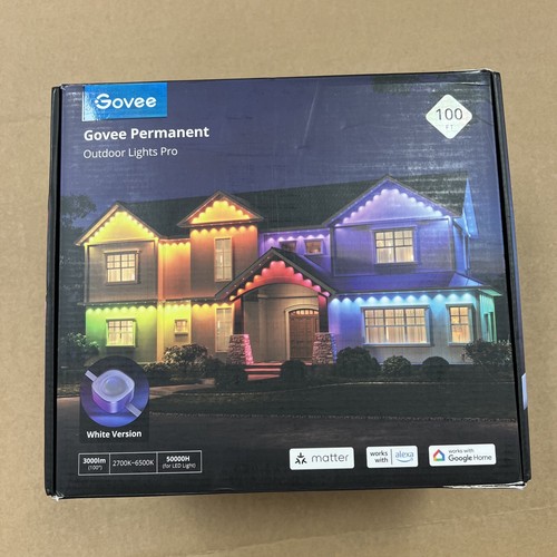 Govee Outdoor Permanent Lights PRO H706A - 100ft Smart RGBIC LED White ...