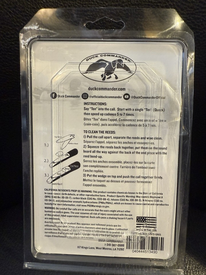 DUCK COMMANDER Cut-Down 2.0 Polycarbonate Classic Double Reed Duck Call ...