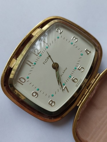 Vintage Florn #71 Travel Alarm Clock Genuine Leather 7 Jewels +Original ...