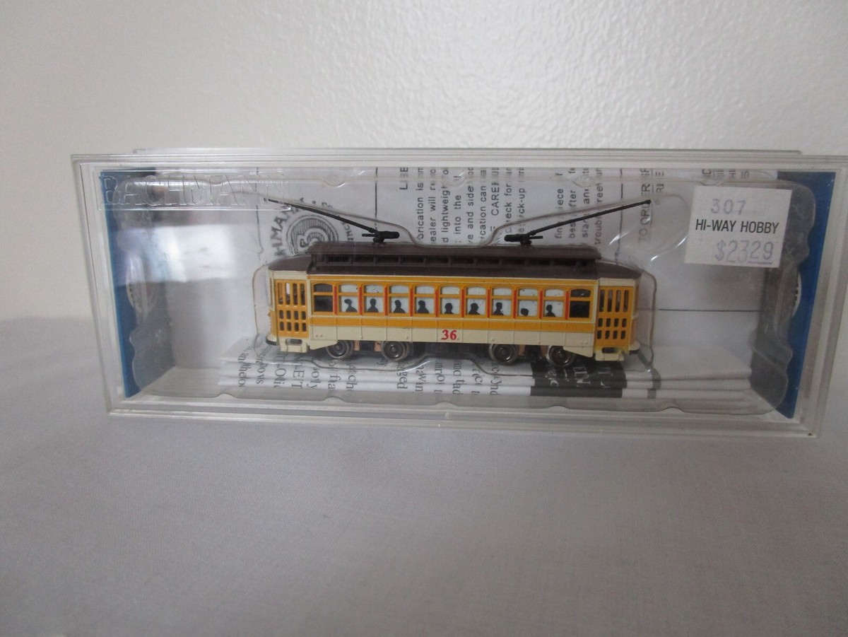Brill Trolley Cars Bachmann N Scale Yellow Brill Trolley # 36 NIB With