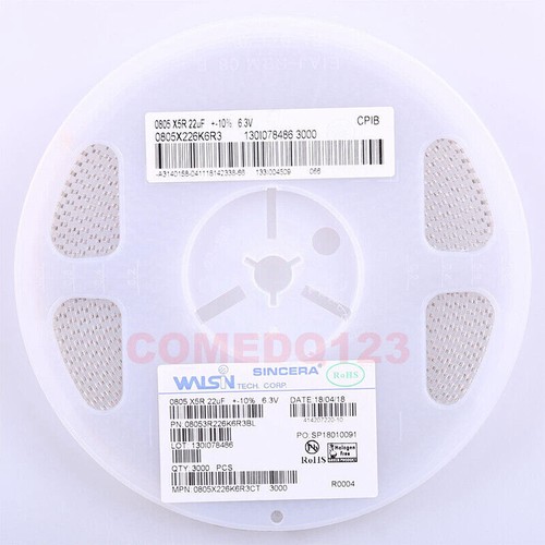100PCS 0805 22uF 6.3V X5R ±10% 0805X226K6R3CT Ceramic Capacitor MLCC # ...