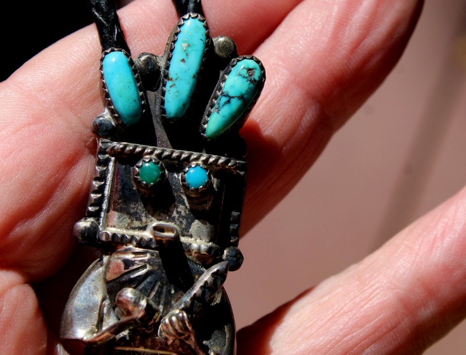 Old DORIS SMALLCANYON Navajo Sterling Silver Turquoise Stone KACHINA ...