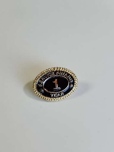 One 1 Year Service Award Lapel Pin Black & Gold Colors Oval Shape | eBay