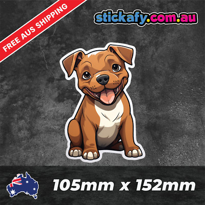 Cute Staffy Sticker Funny Laptop Car Window Bumper 4x4 Ute Dog Decal ...