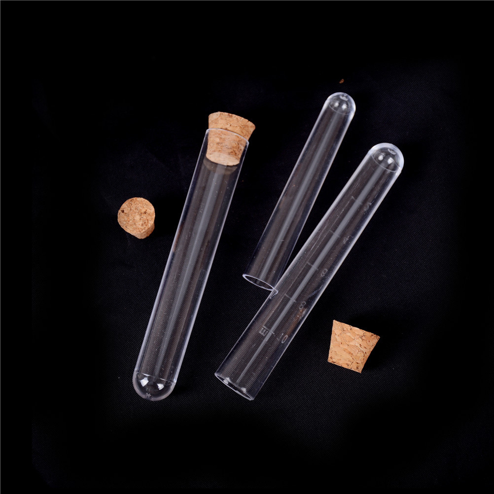 10Pcs Plastic Clear Test Tube With Cork Lab Science Wedding Favour ...