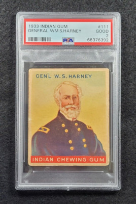 Rare 1933 GENERAL W.S. HARNEY INDIAN GUM Card-Tough Card-Great Graphics ...