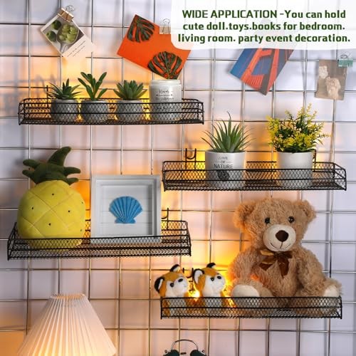 4 Pcs Metal Wire Mesh Basket for Gridwall Black Hanging Wire Mesh ...