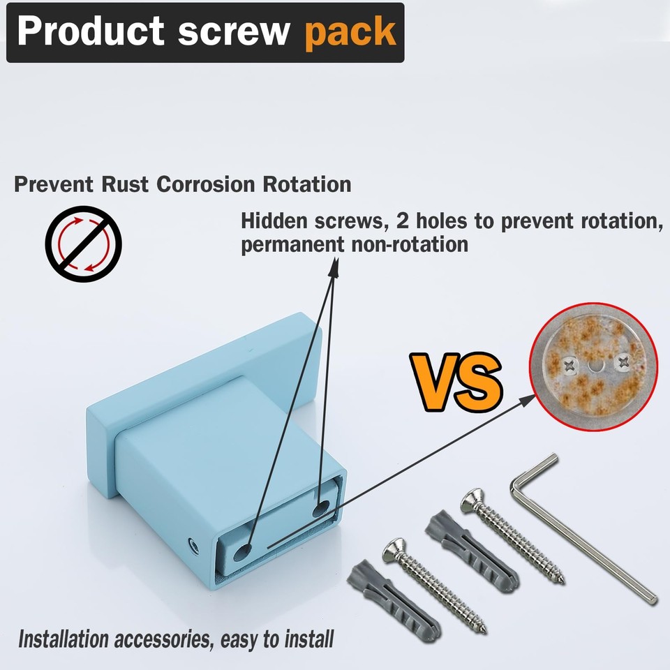 Clear Sky Blue Towel Hooks for Bathrooms Round Shower Hooks Stainless ...