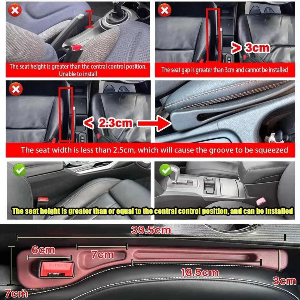 2PCS Car Seat Gap Filler Organizer Phone Holder Leak-Proof Universal ...