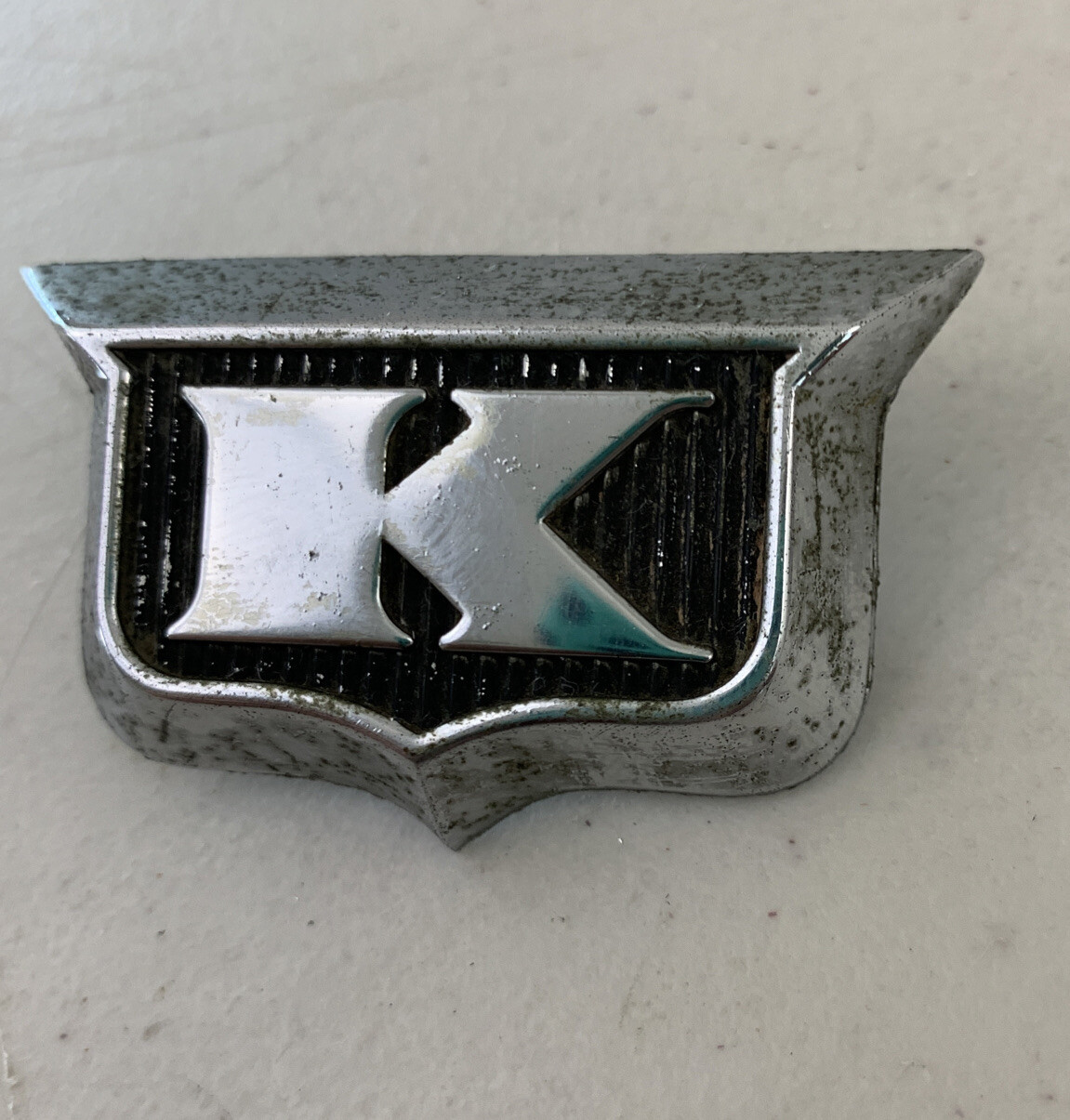 Vintage Kaiser Frazer Glove Box Emblem Ornament Plaque Badge Chrome ...