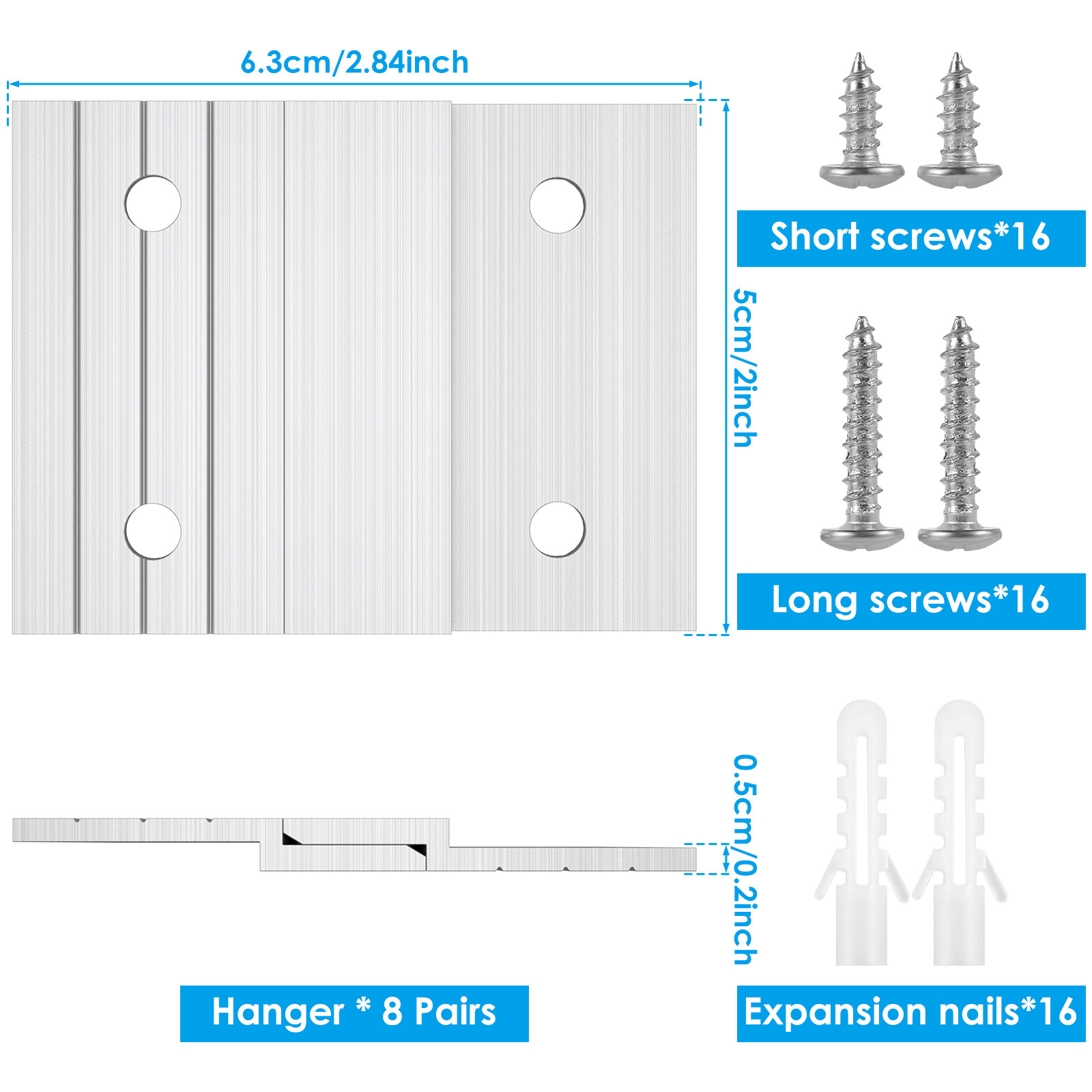 8 Pairs French Cleat Picture Hanger Heavy Duty Aluminum Z-Clamps with ...