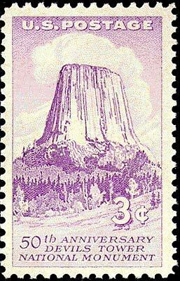 1956 Devil's Tower National Monumeny Single 3c Postage Stamp Sc# 1084 ...