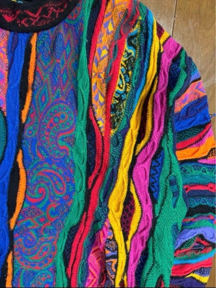 COOGI sweater 3D knit 100% Wool Size S Men's Multicolor Body width 52cm ...