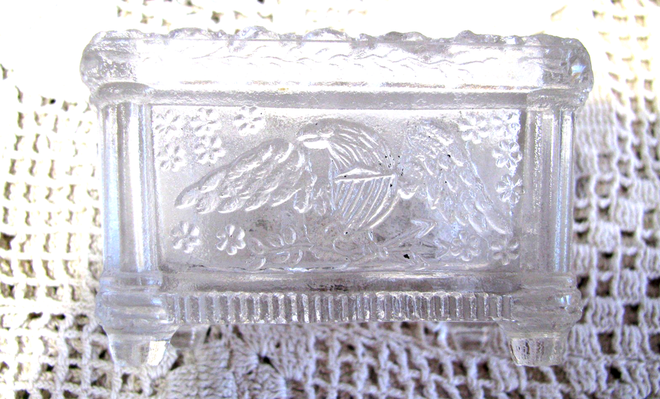 Antiq Boston & Sandwich Master Salt-Colorless Eagles & Willow Trees ...