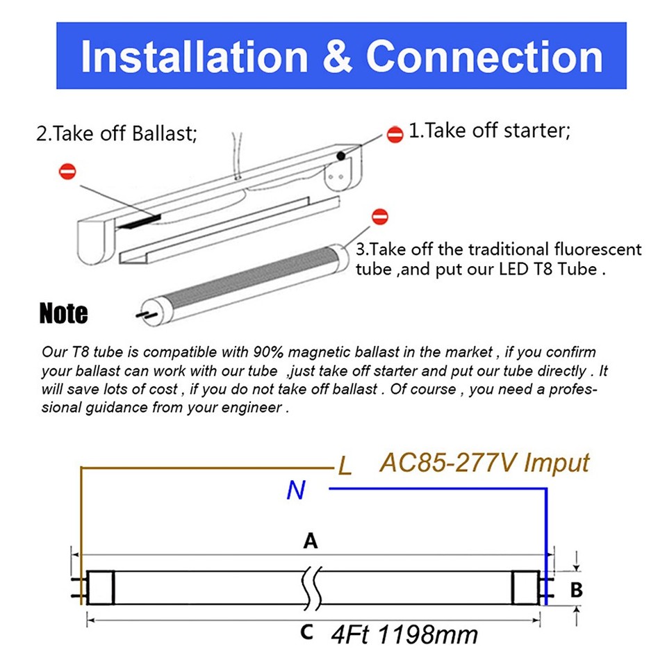 V-Shape 25 PACK LED G13 4FT 4 Foot T8 Tube Light Bulbs 2-PINS 72W ...