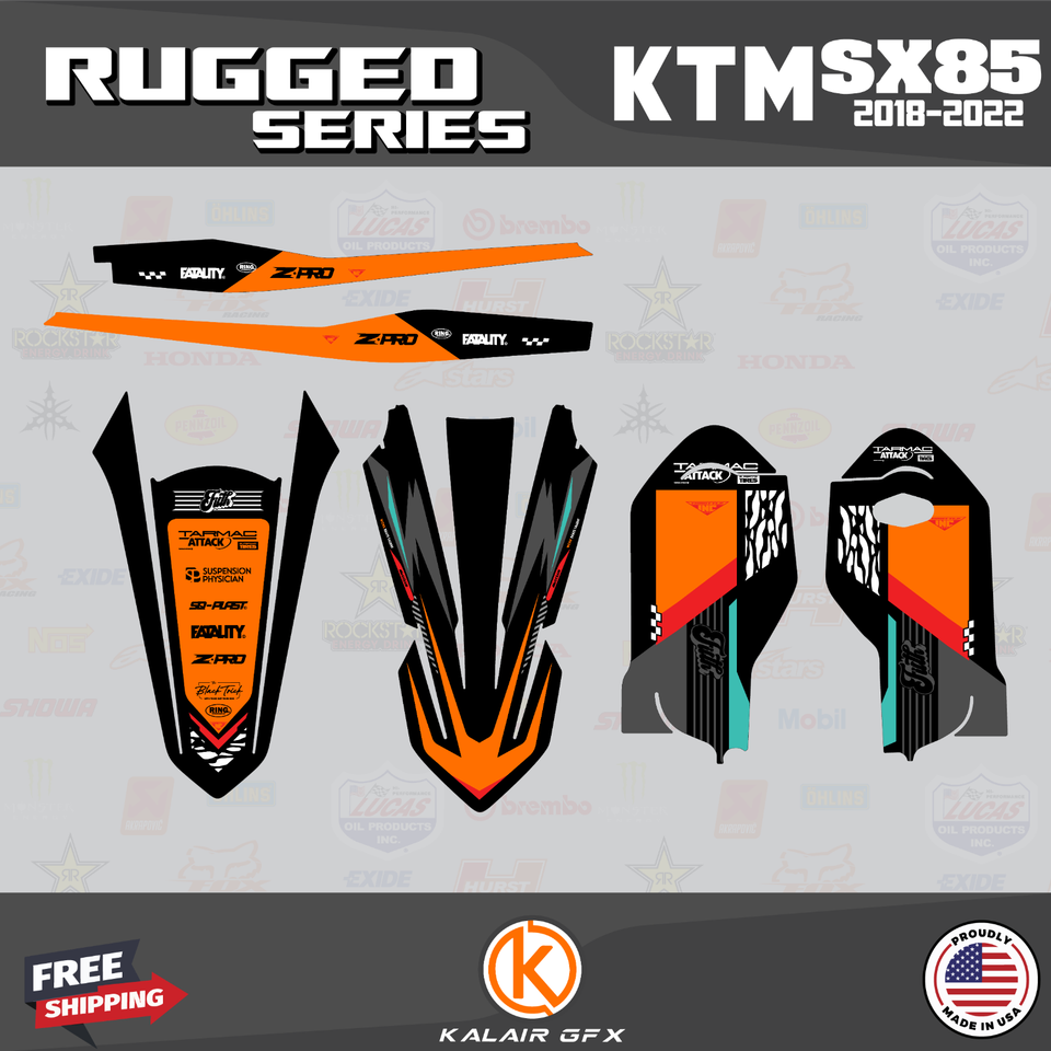 Graphics Kit for KTM 85SX SX85 (2018-2023) Rugged Series - Orange | eBay