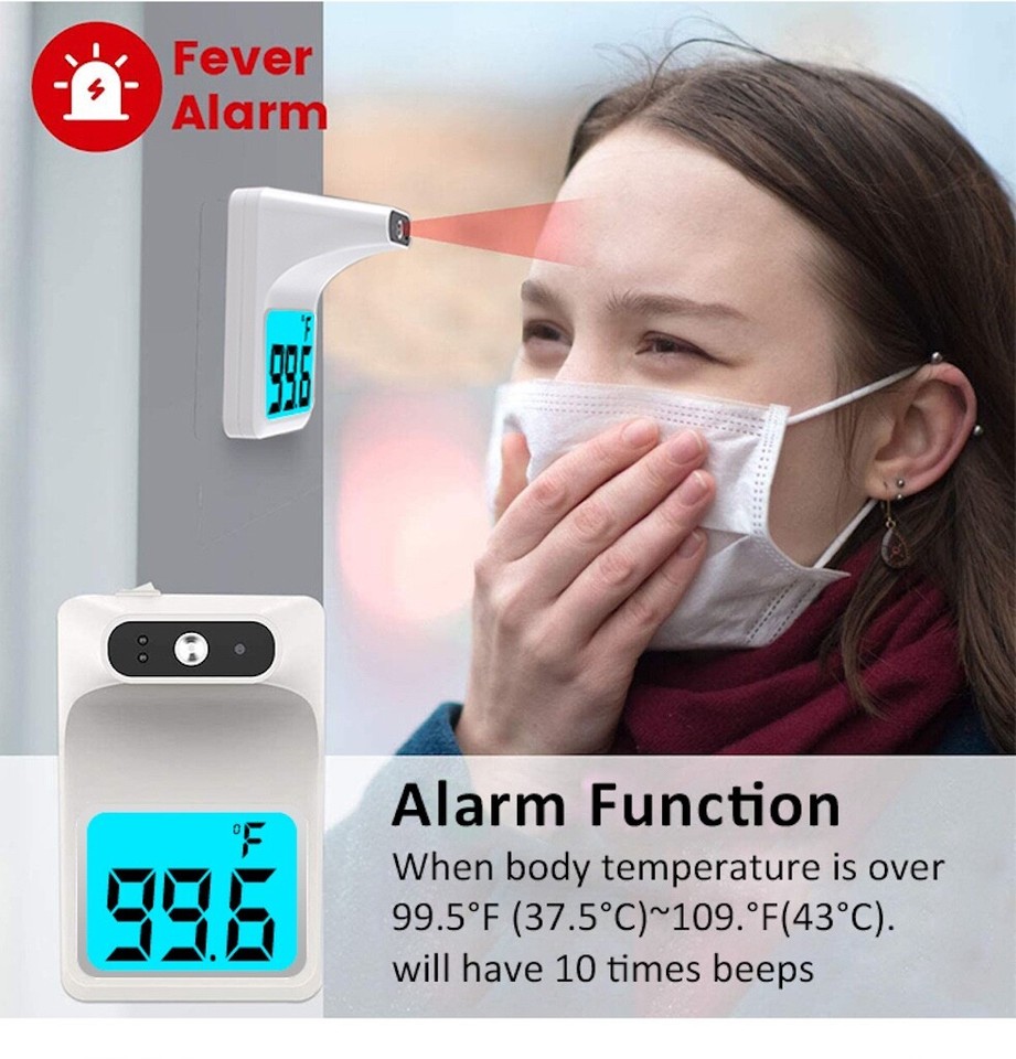 Wall-Mounted No-Contact Infrared Thermometer with Fever Alarm & LCD ...