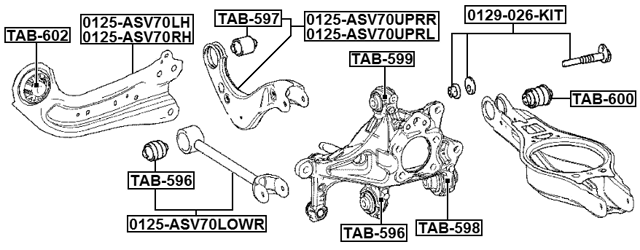 Rear Bushing, Lower Control Arm Fits Lexus 48730-02060, 48730-06130 ...