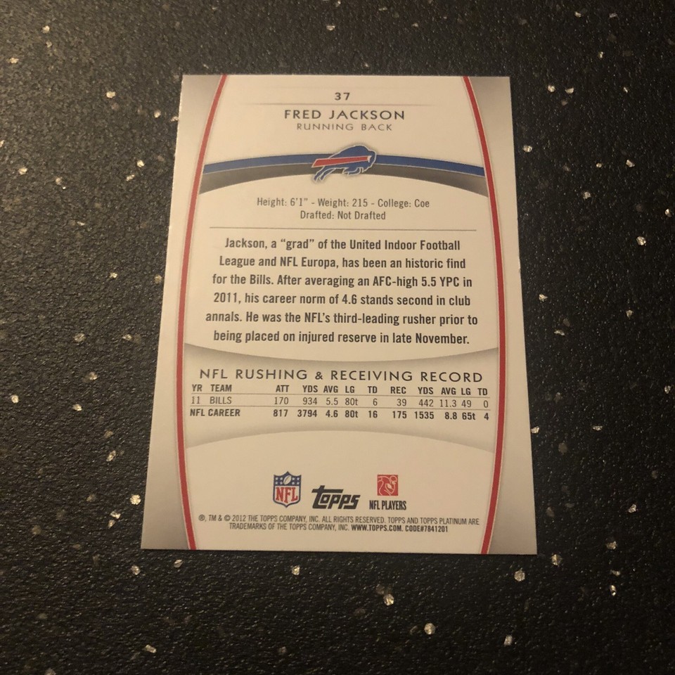 Fred Jackson 2012 Topps Platinum Football #37 NFL Buffalo Bills RB | eBay