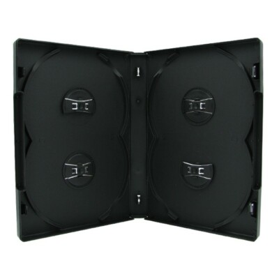 (100 PACK) 4-DISC BLACK QUAD CD / DVD JEWEL CASES - DOUBLE SIDE STACK ...