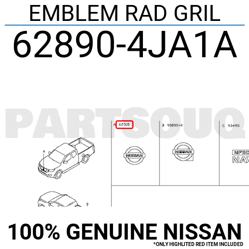 628904JA1A Genuine Nissan EMBLEM RAD GRIL 62890-4JA1A | eBay