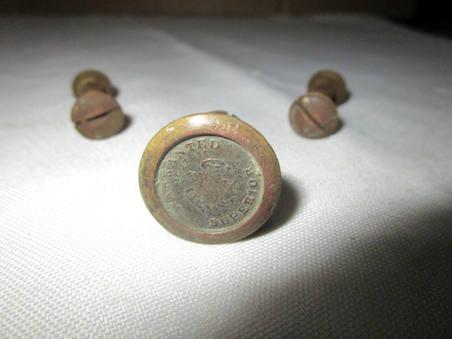 Vintage 1887 Warranted Superior 13/16" brass handsaw medallion and ...