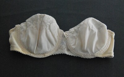 34C Vintage 60s 70s Bra Underwire Strapless Retro Chic Maidenform Ivory ...