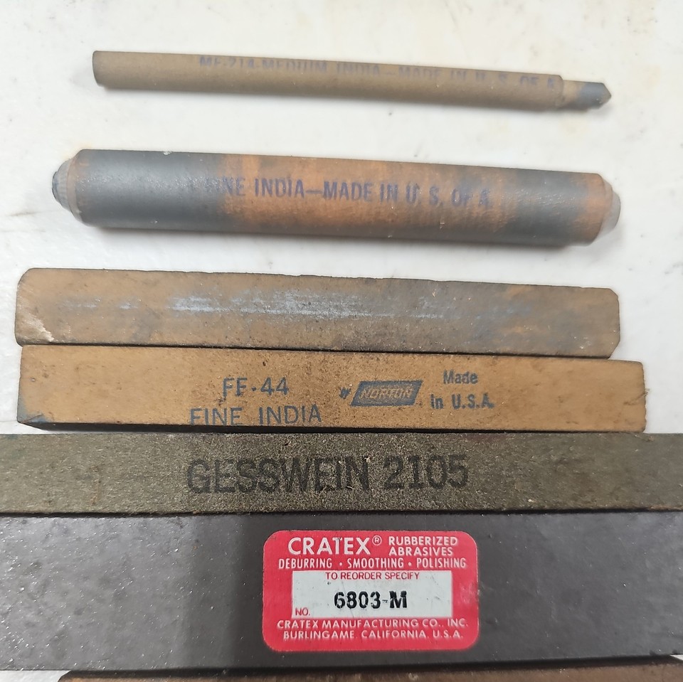 Machinist Lot of 9 loose sharpening bench stones Bear Norton Fine India ...