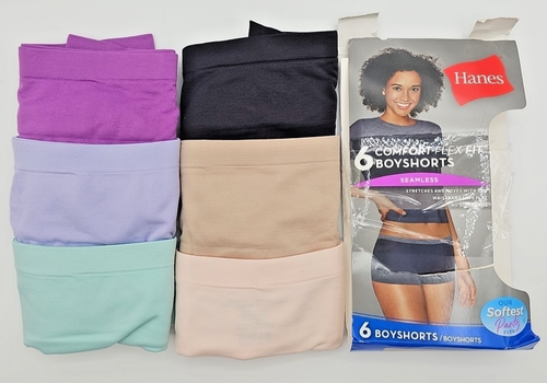 Women's Hanes BOYSHORTS Size 6 Medium Panties Comfort Flex Fit SEAMLESS ...
