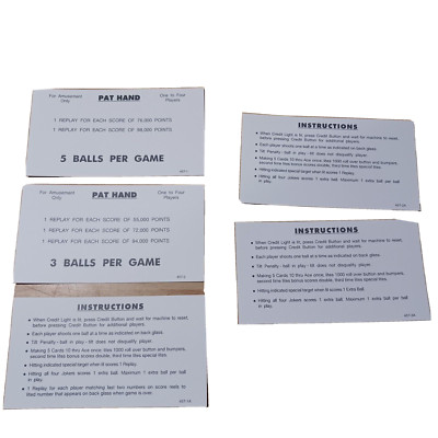 Pat Hand WILLIAMS SCORE CARDS-5 card set | eBay
