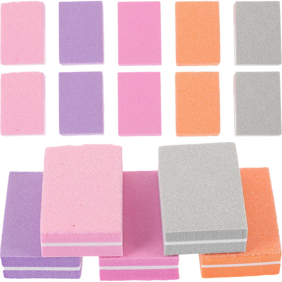 50 Pcs Nail File Buffer Block Sponge Sanding Buffing for Natural Nails ...