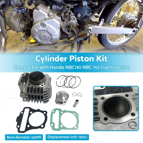 130cc Big Bore Cylinder 54MM Piston Kit For Honda NBC110 NBC 110 Fuel ...