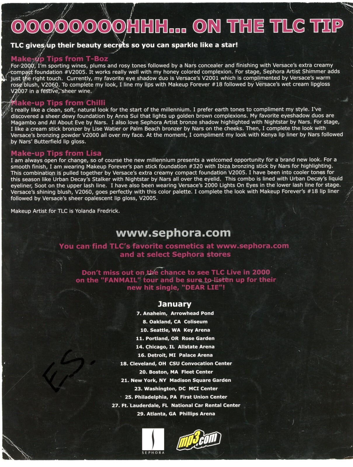 TLC w/ Lisa "Left Eye" Lopes ~ Signed Autographed 2000 Sephora Poster ...