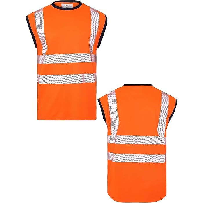 Hi Vis Viz Sleeveless T-Shirt Vest High Visibility Safety Tank Muscle ...