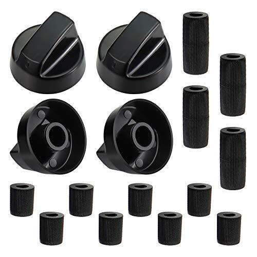 4 Pack Black Universal Control Knobs with 12 Adapters - Compatible for ...