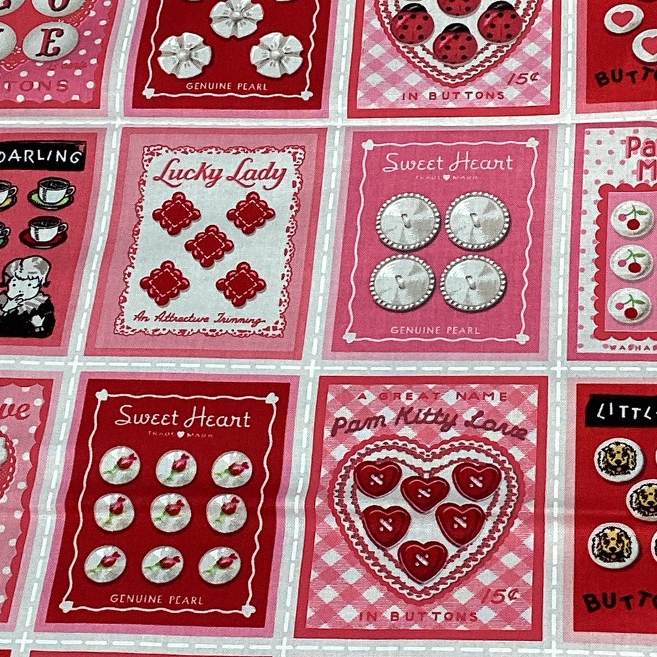 Pam Kitty Buttons 23" x 44" Patch Panel Valentines LakeHouse Dry Goods ...