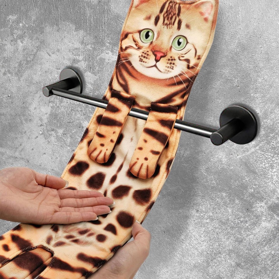 Soft Hand Towels Kitchen Bathroom Decorative Cat Shaped Towels for Cat ...