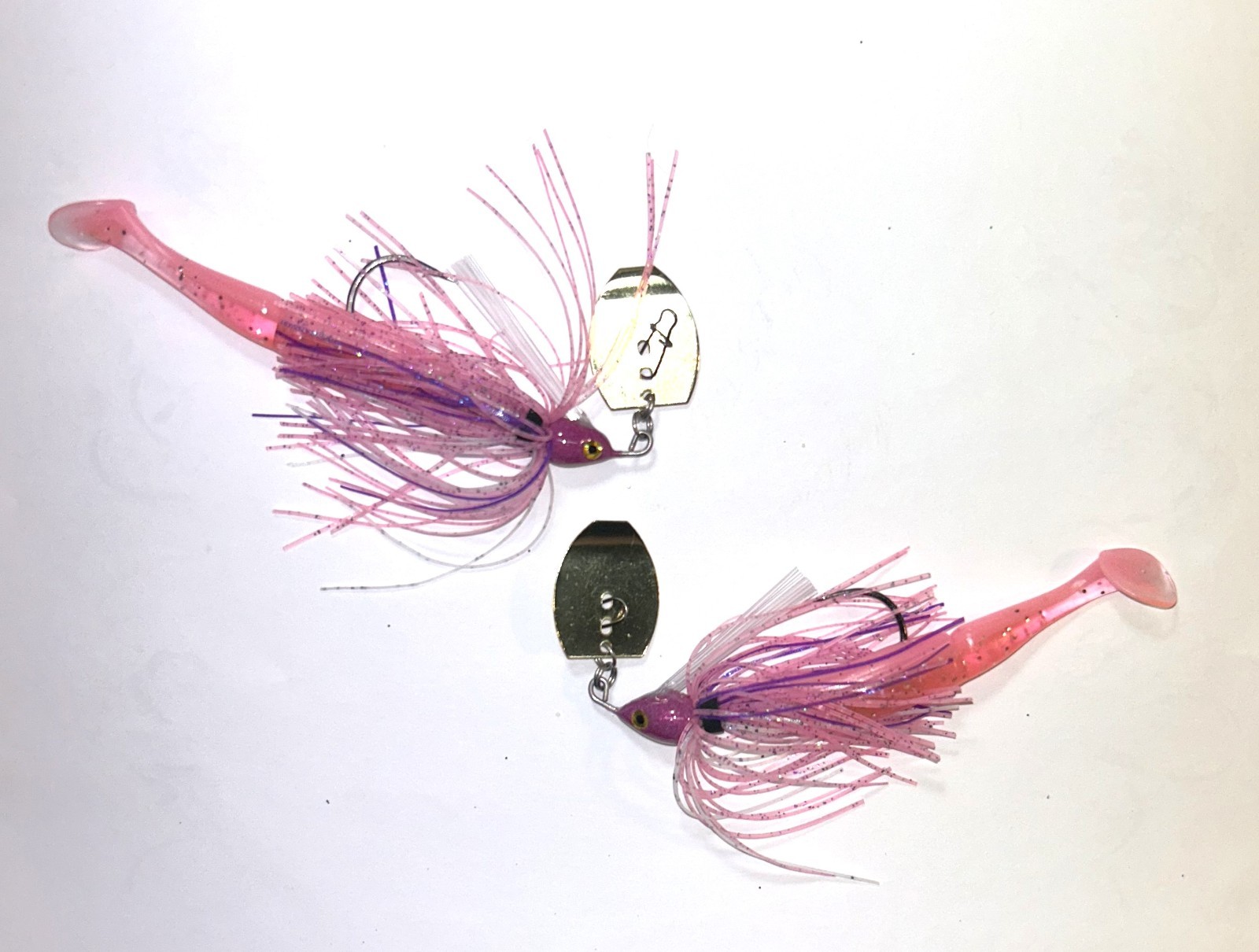 Bladed Swim Jigs WEEDLESS 6 total: MORNING DAWN 3-3/8 3-1/2 w/Trailers ...