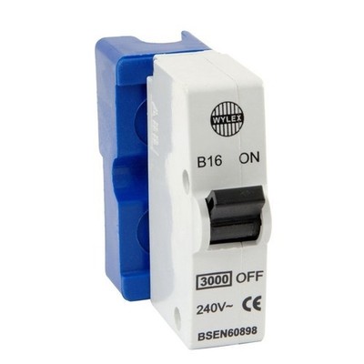 WYLEX 16A Type B Push/Plug-In Circuit Breaker ~ B16 16 Amp MCB ~Inc ...