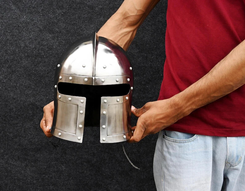 Medieval Barbute Italian Helmet LARP Cosplay Costume Steel Handmade ...