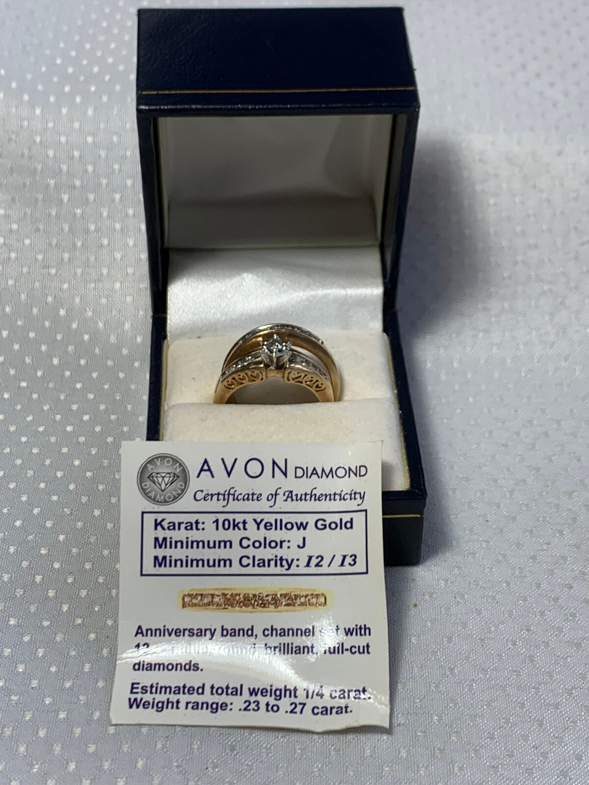 10K Yellow Gold Diamond Bridal Set 5.5g Fine Jewelry Avon Engagement ...