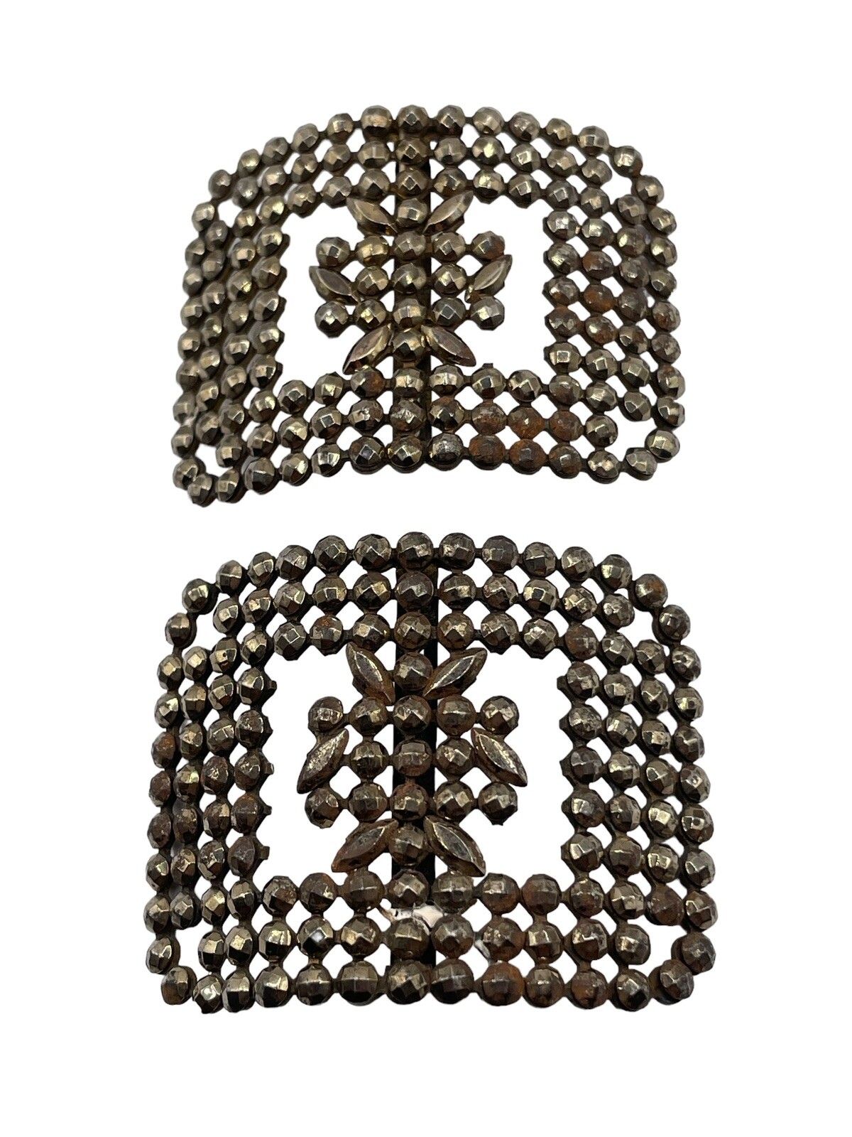 Antique Pair Steel Cut Shoe Buckles Clips Made In Fra… - Gem