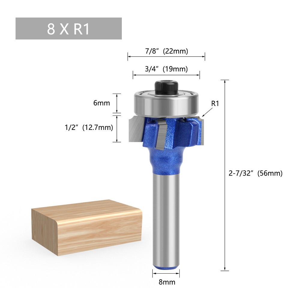 Round Over Edge Profile Router Bit 1/2/3mm Radius, 6/8mm 1/4 Shank | eBay