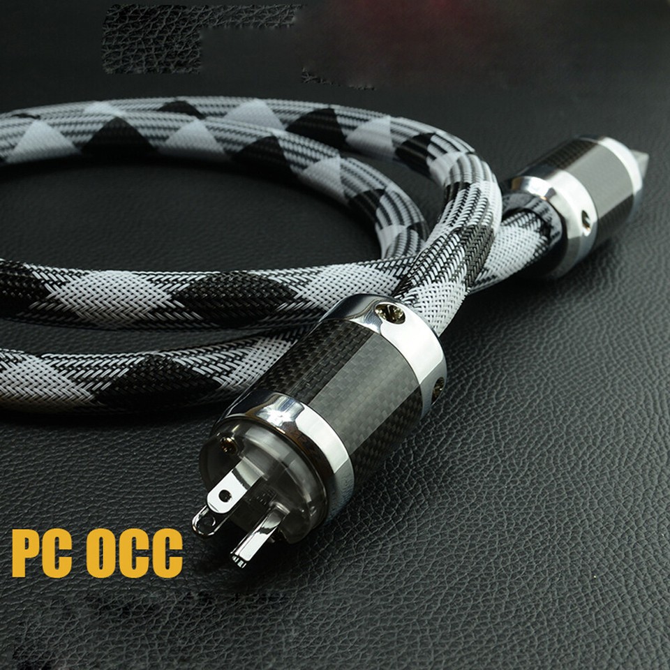 PCOCC Pure Copper Cord with Rhodium Plated US Plug HiFi Mains Supply ...