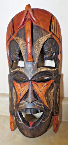 Vintage African Tribal Wooden Jambo Kenya Mask Hand Carved, Painted ...